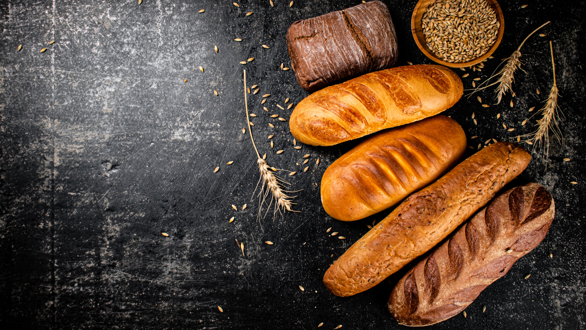 el pan blanco integral y de cereales